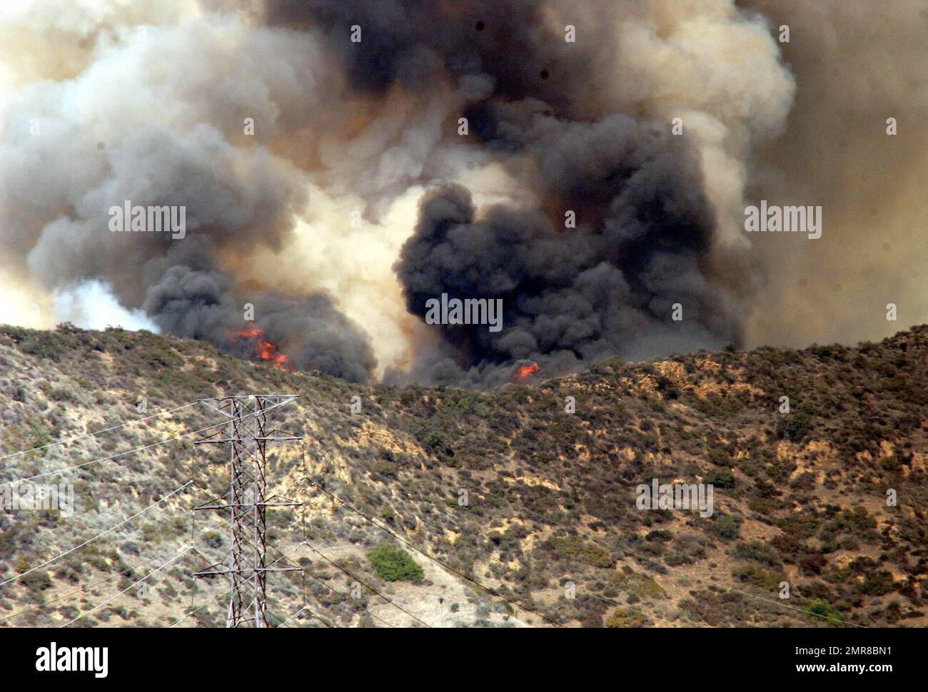 The famous Hollywood sign was in danger today as a fire raged on the ...