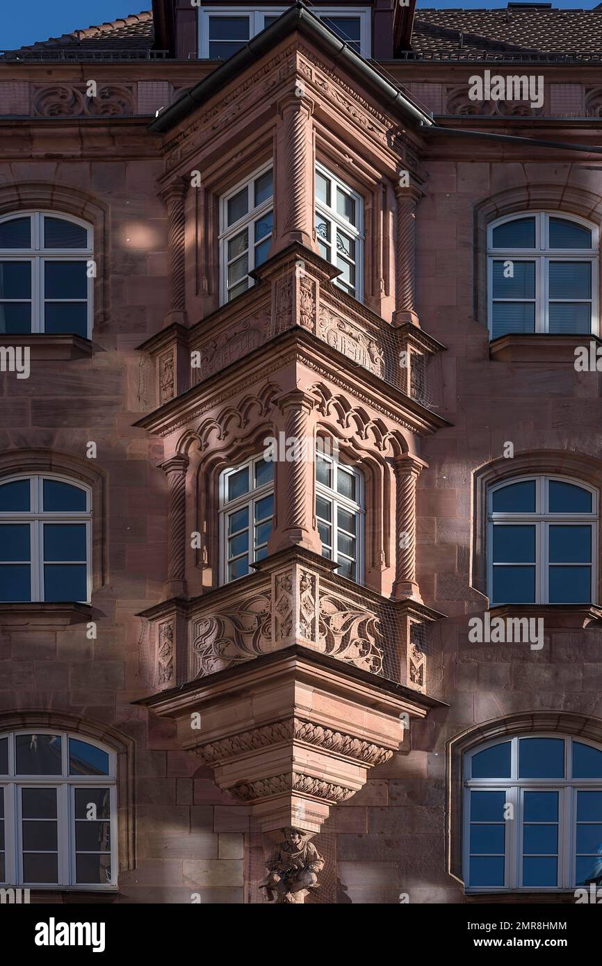Historic multi-storey bay window, Nuremberg, Middle Franconia, Bavaria ...