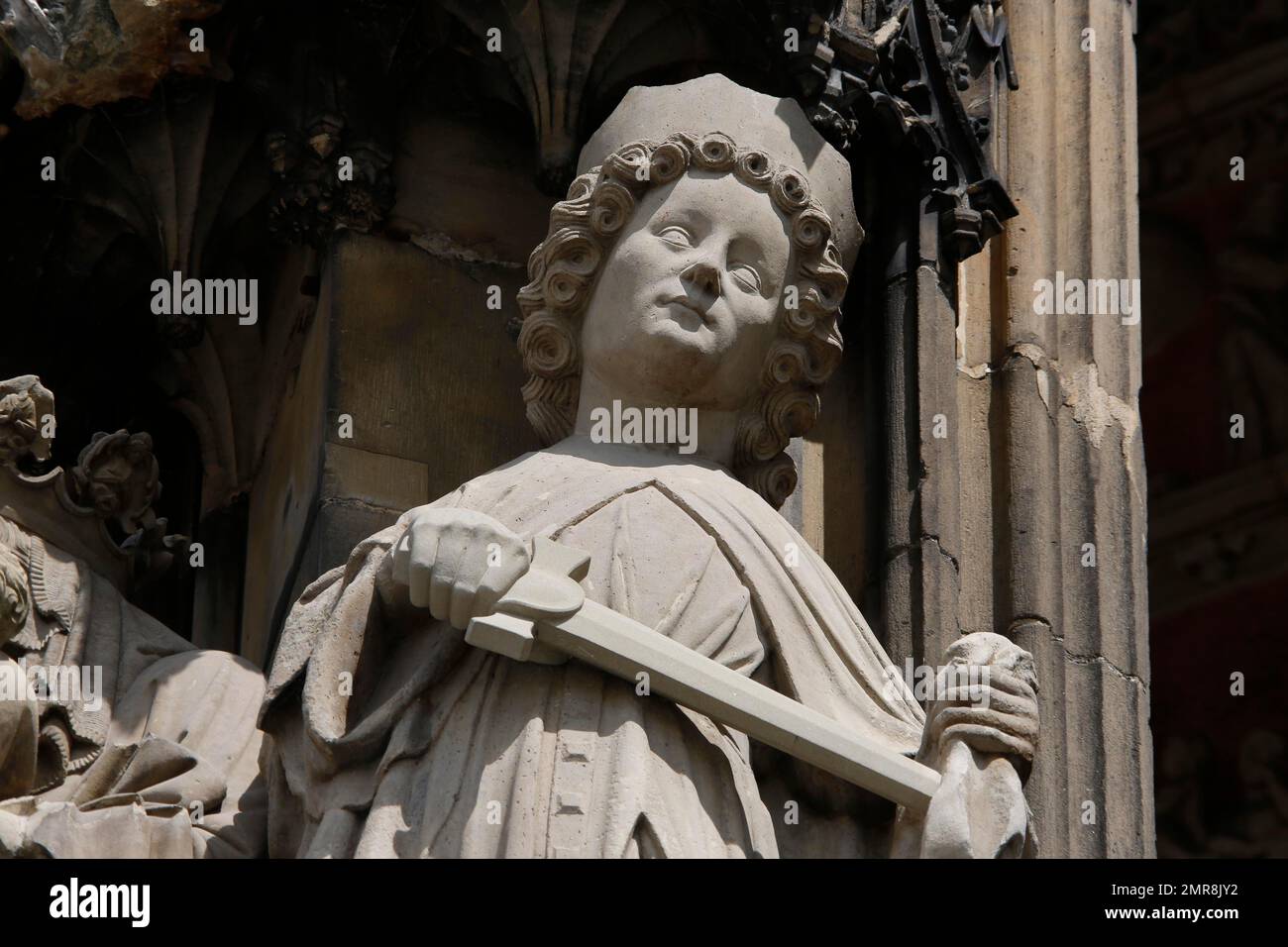 Ulm Cathedral, St. Martin on the southern free pillar of the west ...