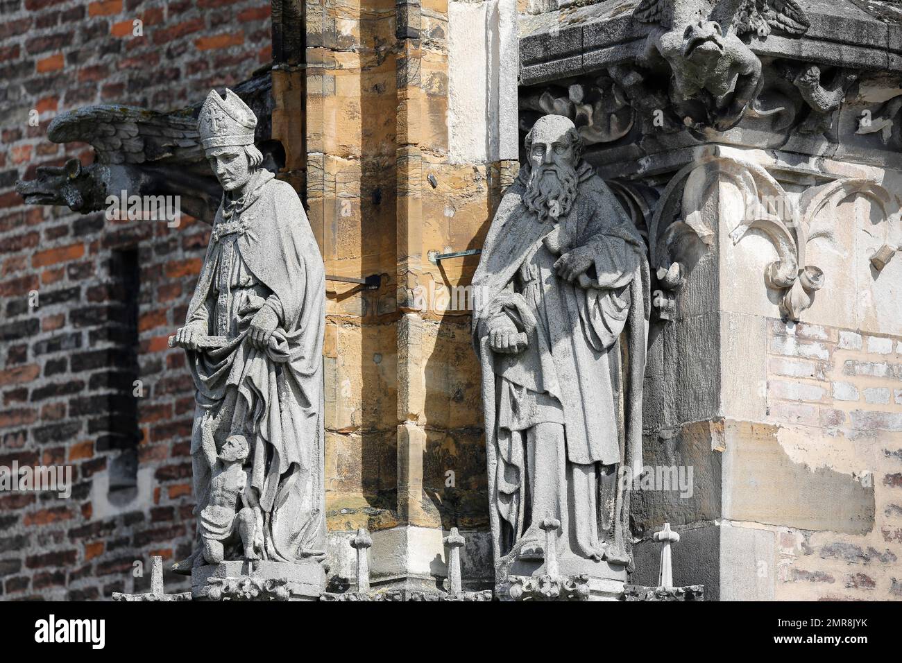 Ulm Minster, statues and mythical creatures, stone sculptures on the ...