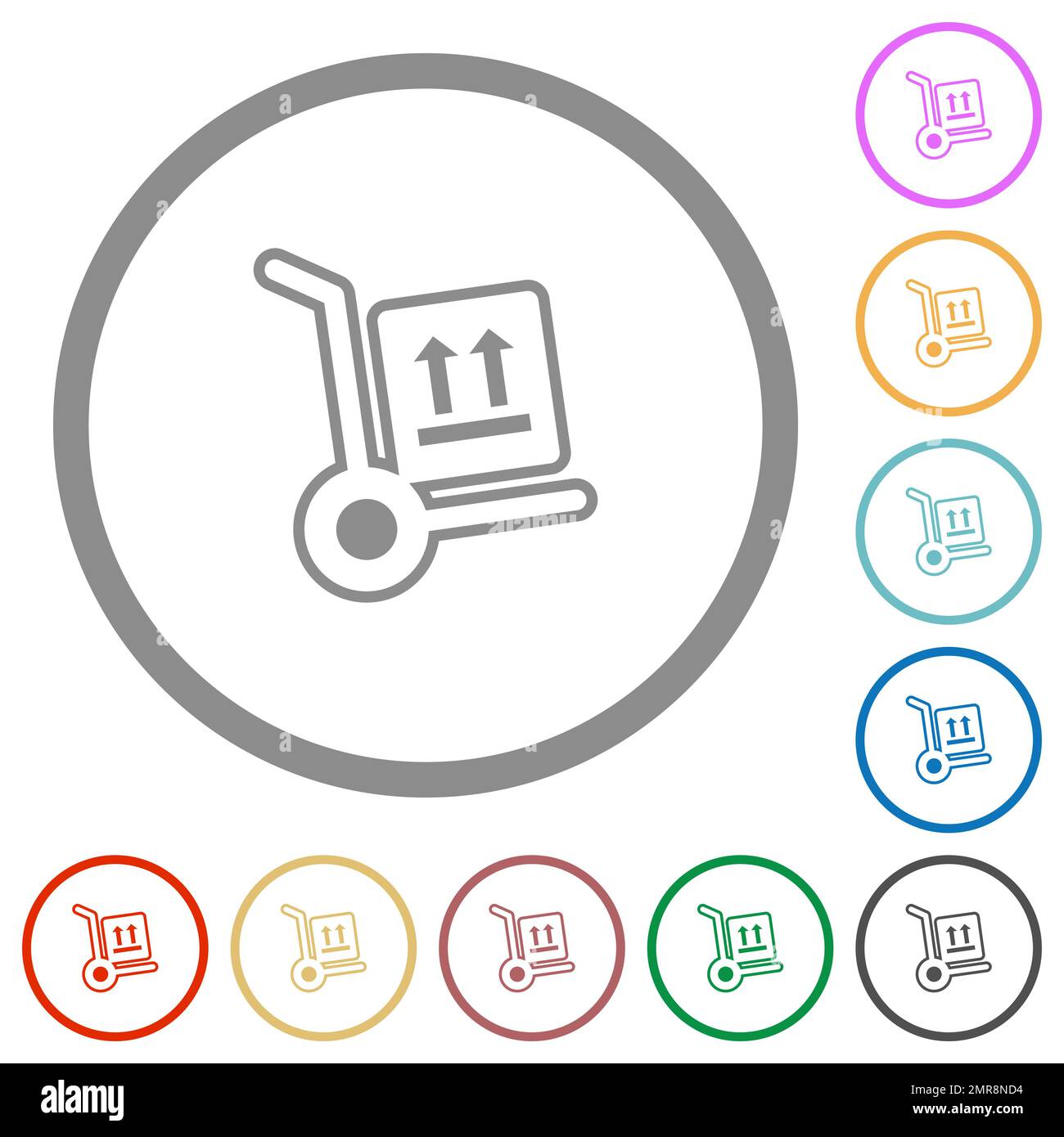 Side up parcel delivery outline flat color icons in round outlines on ...