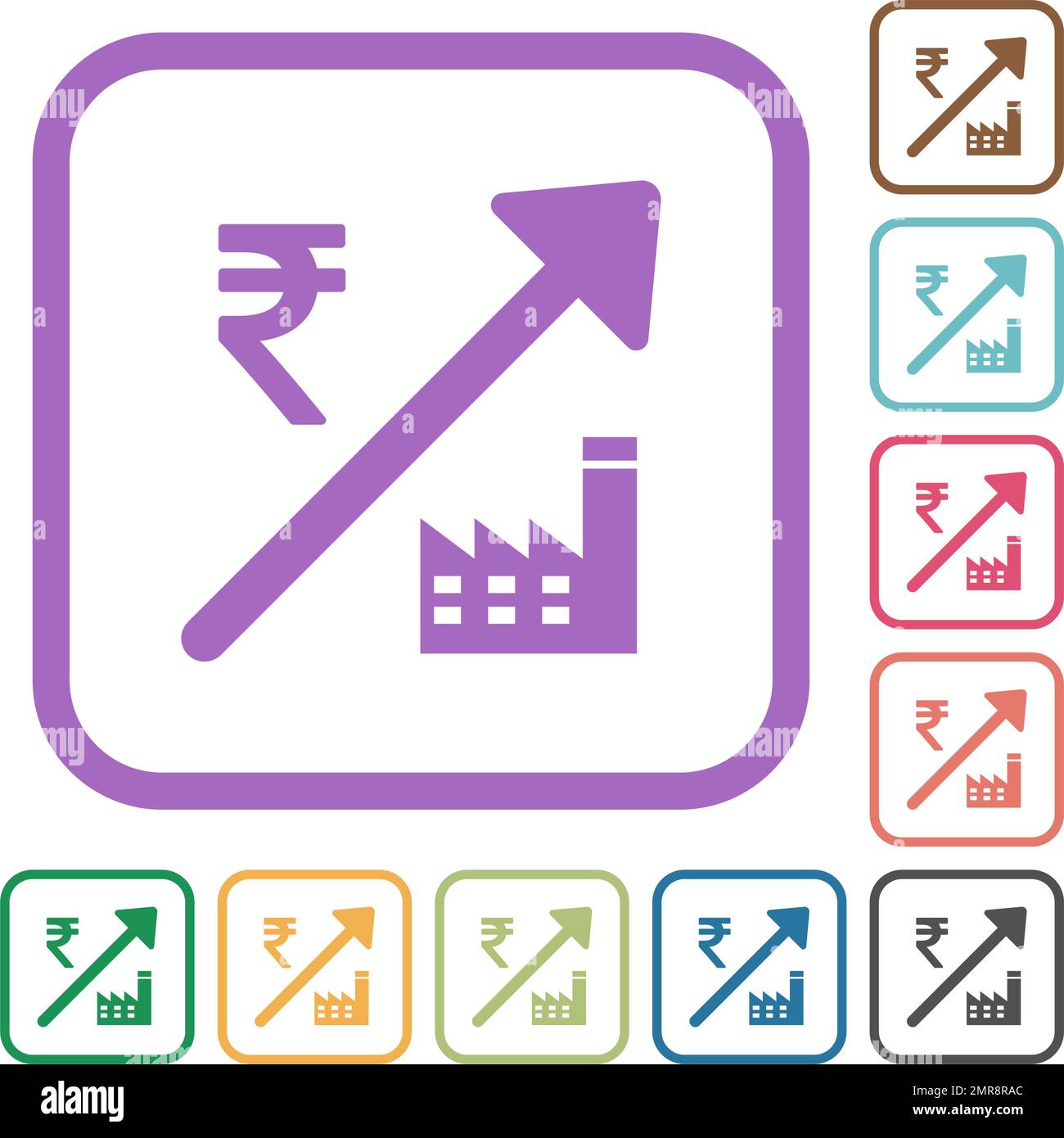 Rising power plant Indian Rupee prices simple icons in color rounded ...