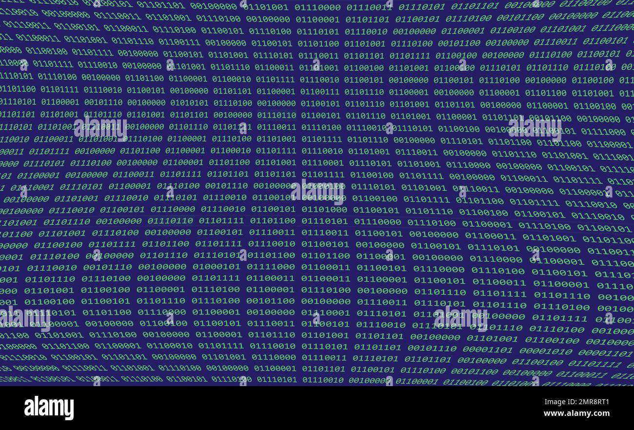 Computer Binary Code Of Ones And Zeros Displayed On A Warped Digital