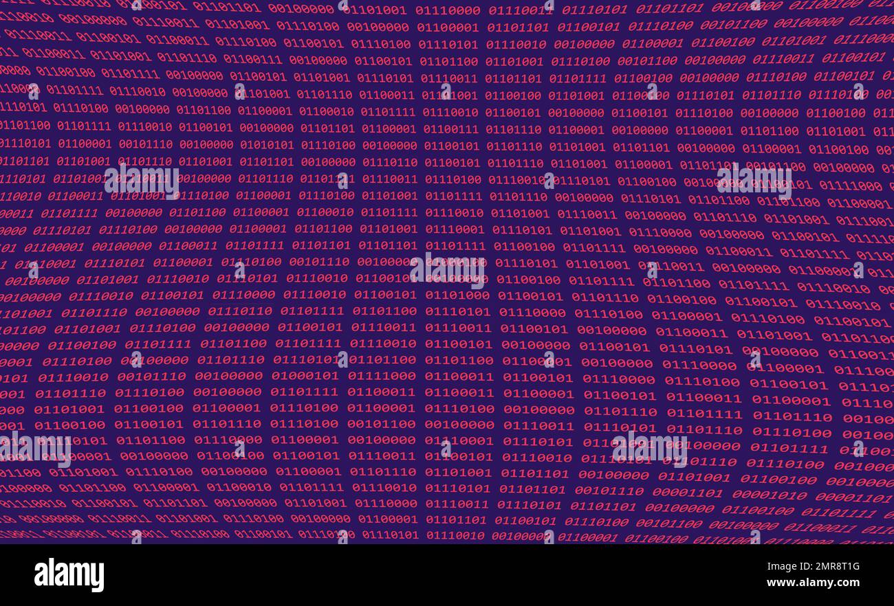 Computer binary code of ones and zeros displayed on a warped digital ...