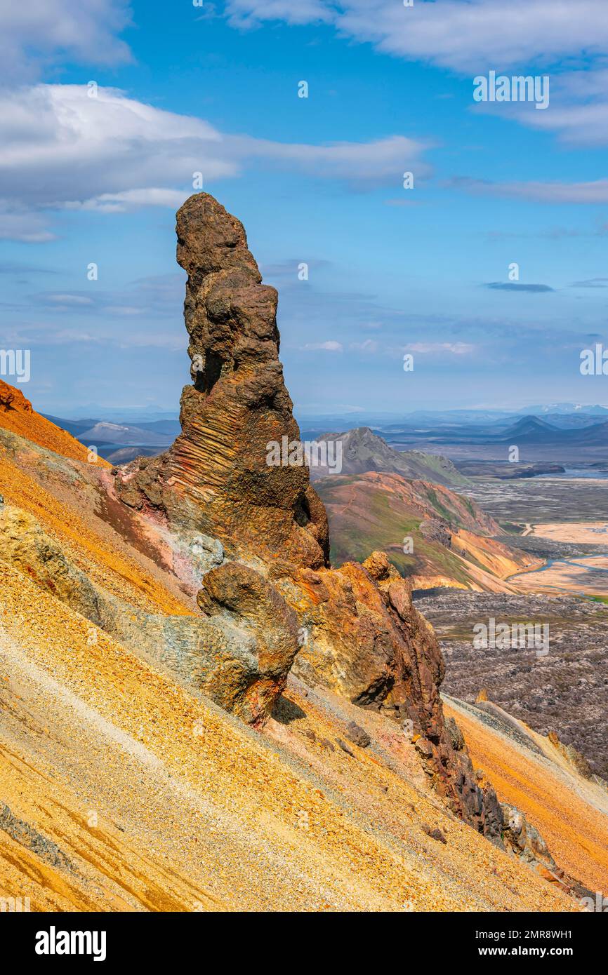 Stone formation, Landscape near Landmannalaugar, Dramatic volcanic ...