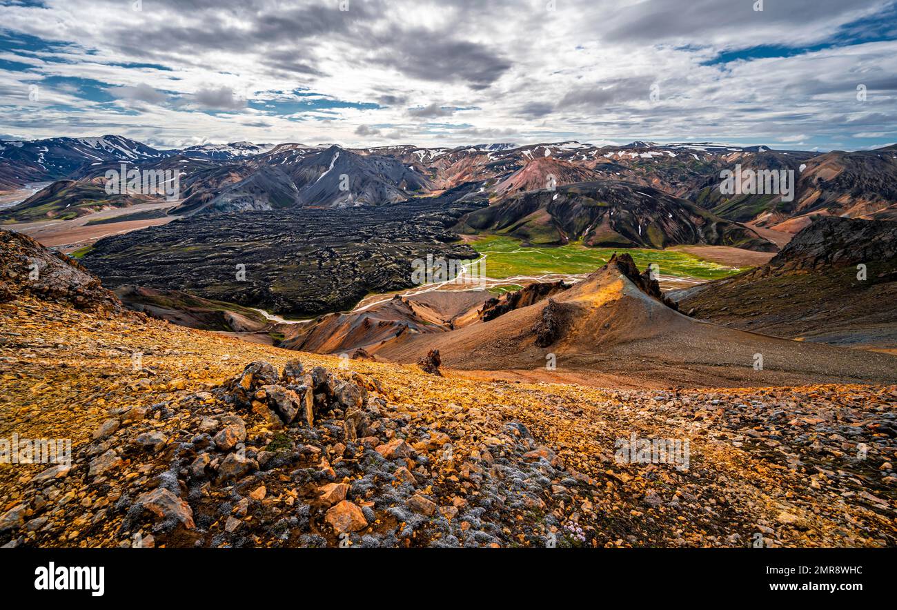 Landscape panorama, Dramatic volcanic landscape, Colourful erosion ...