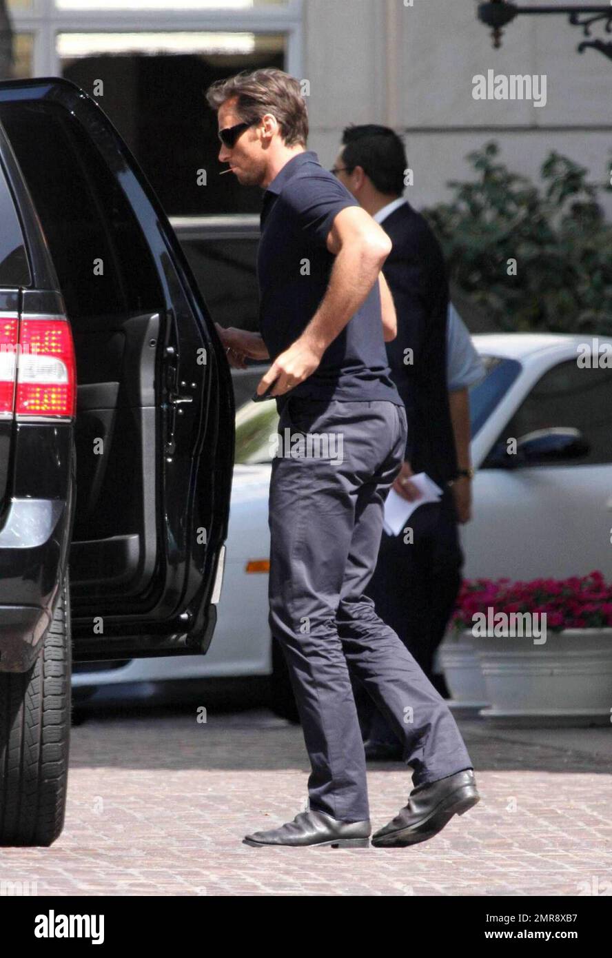 Exclusive!! Hugh Jackman leaves his hotel in Los Angeles for a long day ...
