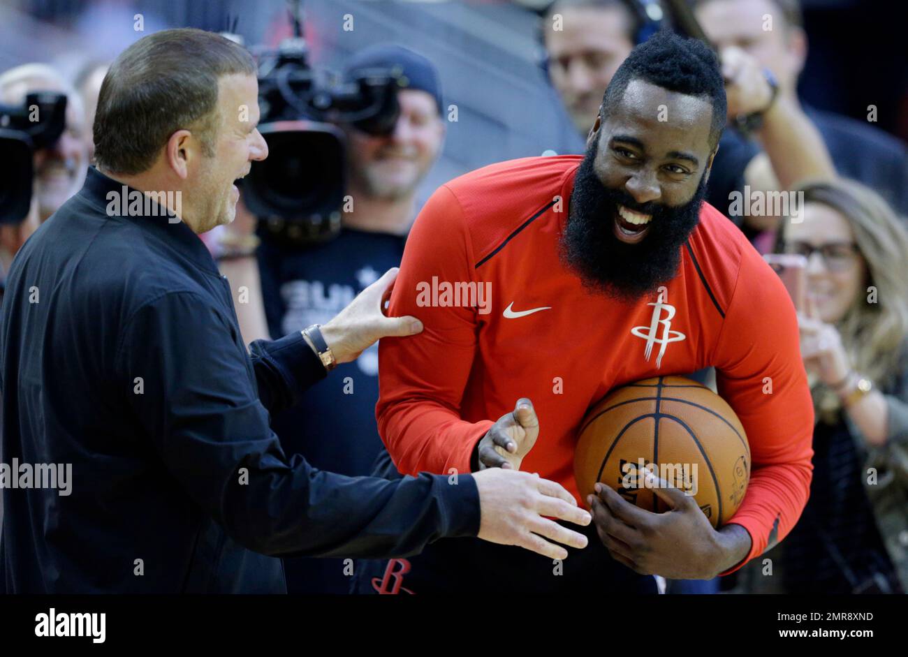 The new owner of the Houston Rockets Tilman Fertitta and player James ...