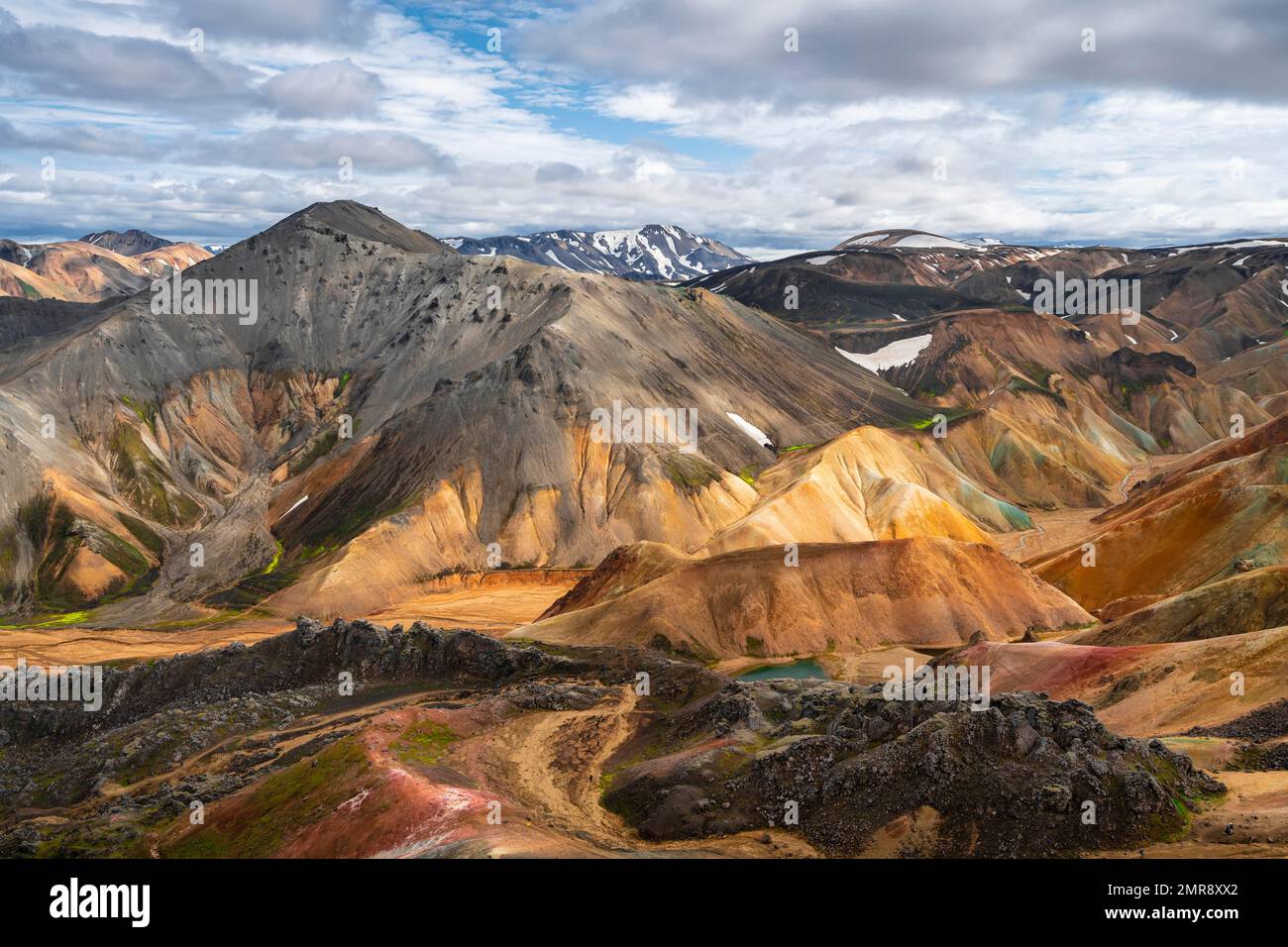 Landscape panorama, Dramatic volcanic landscape, Colourful erosion ...