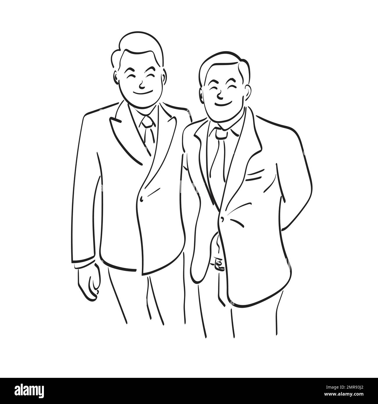 line art half length businesspeople smiling illustration vector hand ...