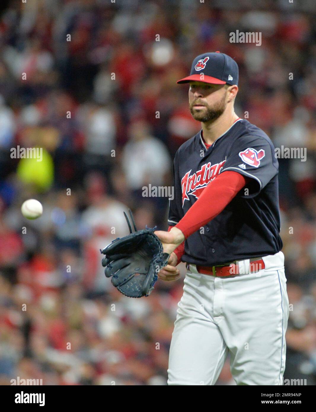 Cleveland Indians starting pitcher Corey Kluber takes the ball to begin ...