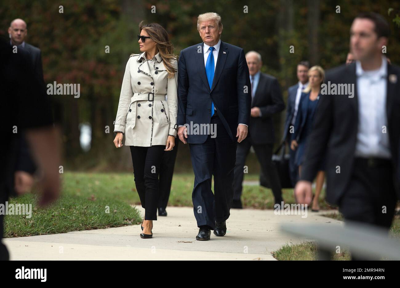 President Donald Trump and first lady Melania Trump arrive at the K-9 ...