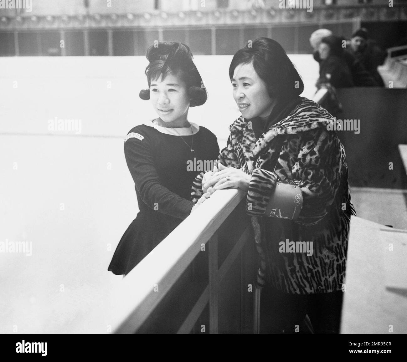 Japanese figure skater Miwa Fukuhara, left, with Etsuko Inada at the Winter Olympics in ...