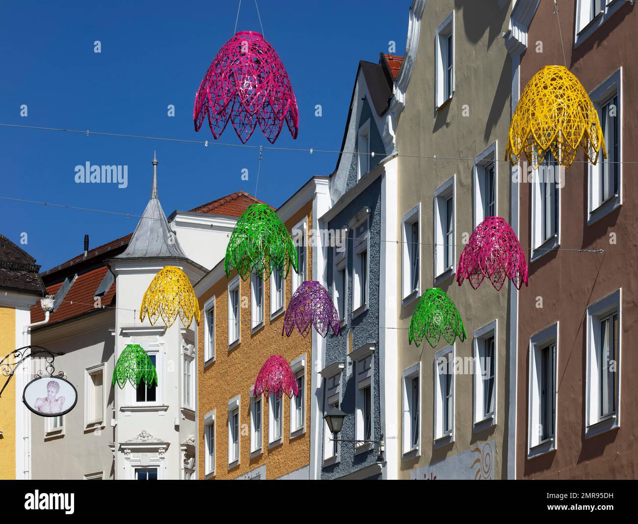Street decoration in the baroque town, Schärding, Innviertel, Upper ...