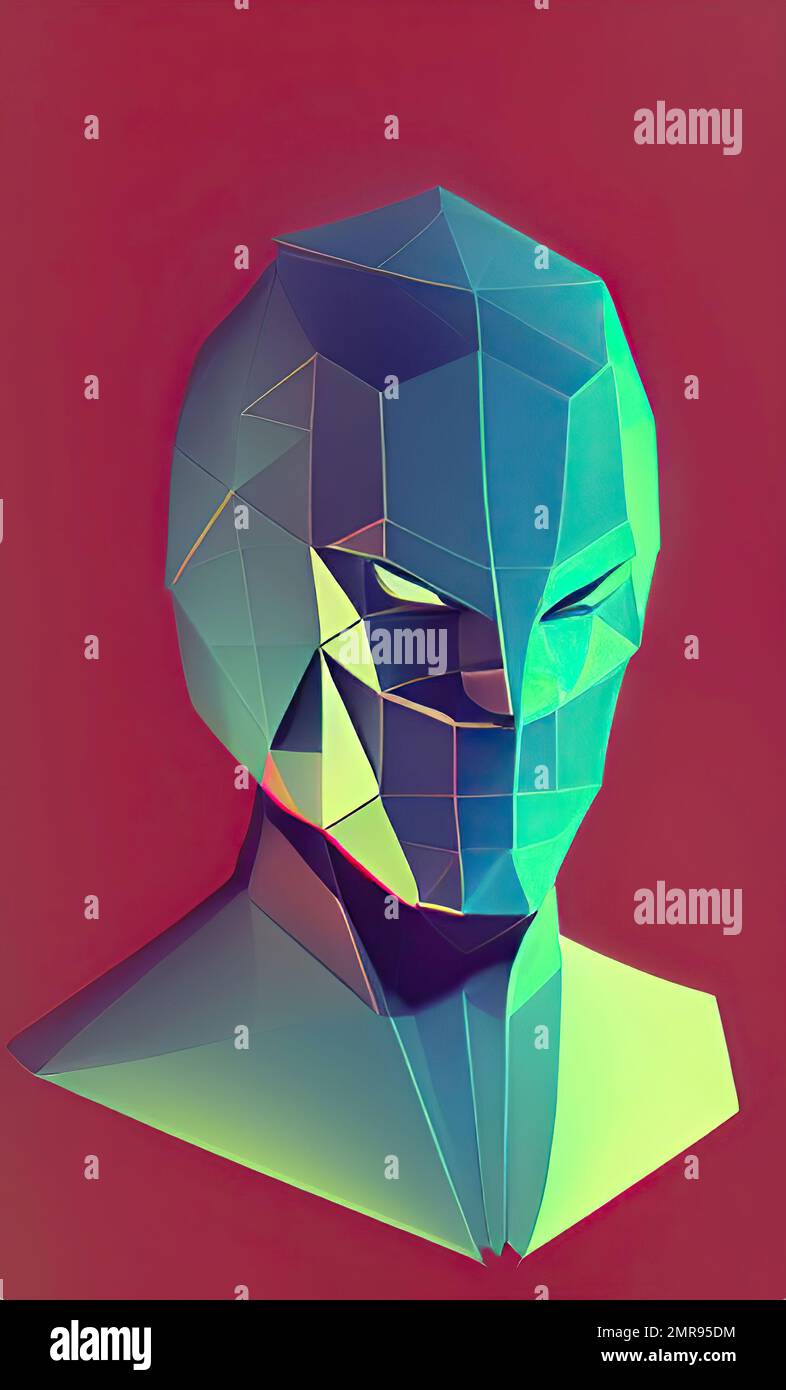 Low poly man's head 3d illustration Stock Photo - Alamy