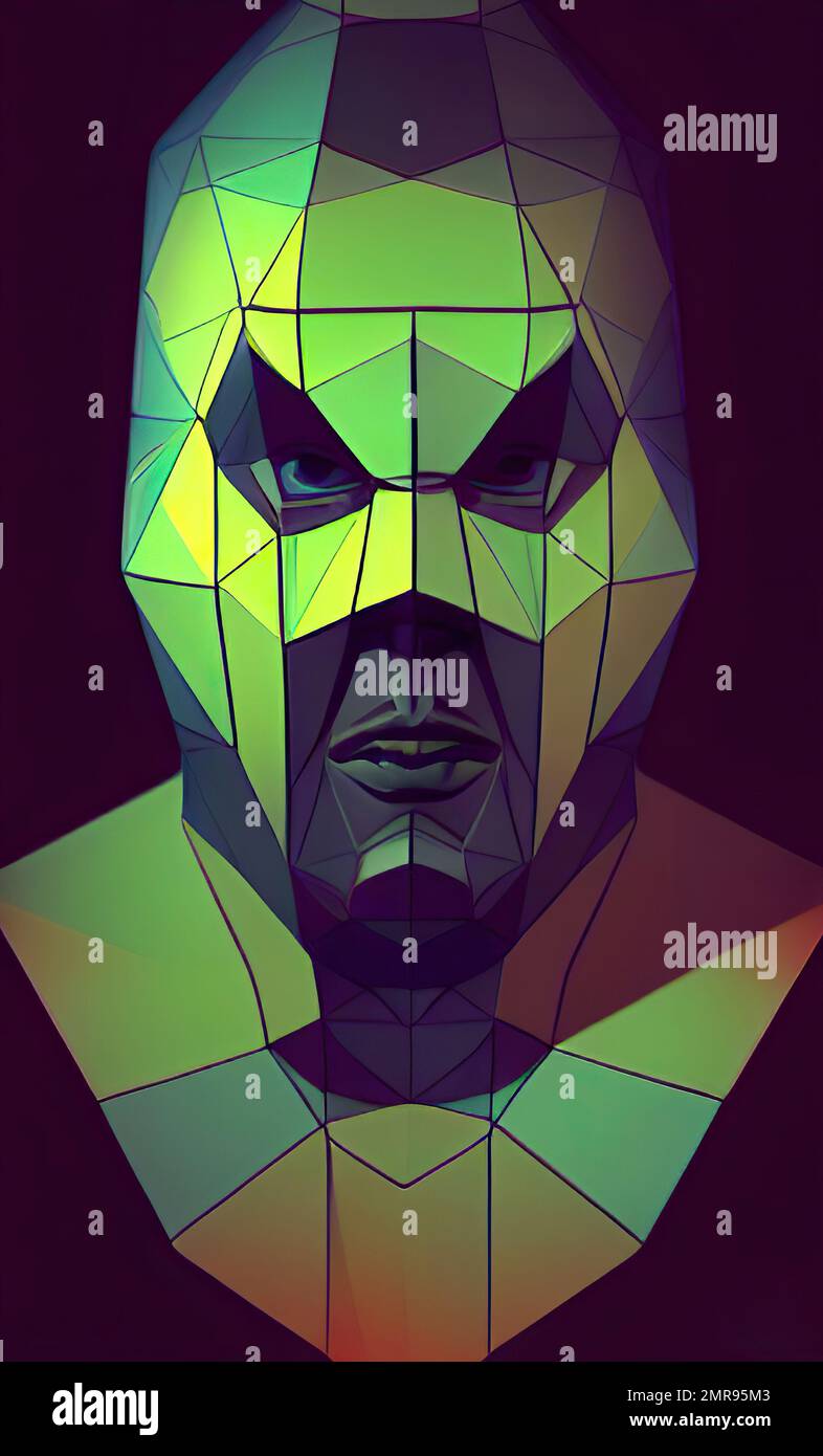 Low poly man's head 3d illustration Stock Photo - Alamy