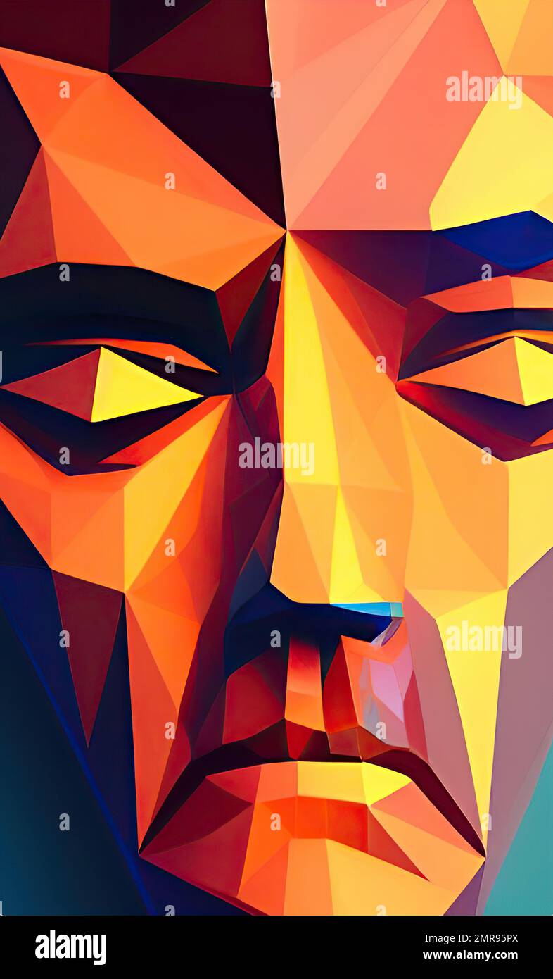 Low poly man's head 3d illustration Stock Photo - Alamy