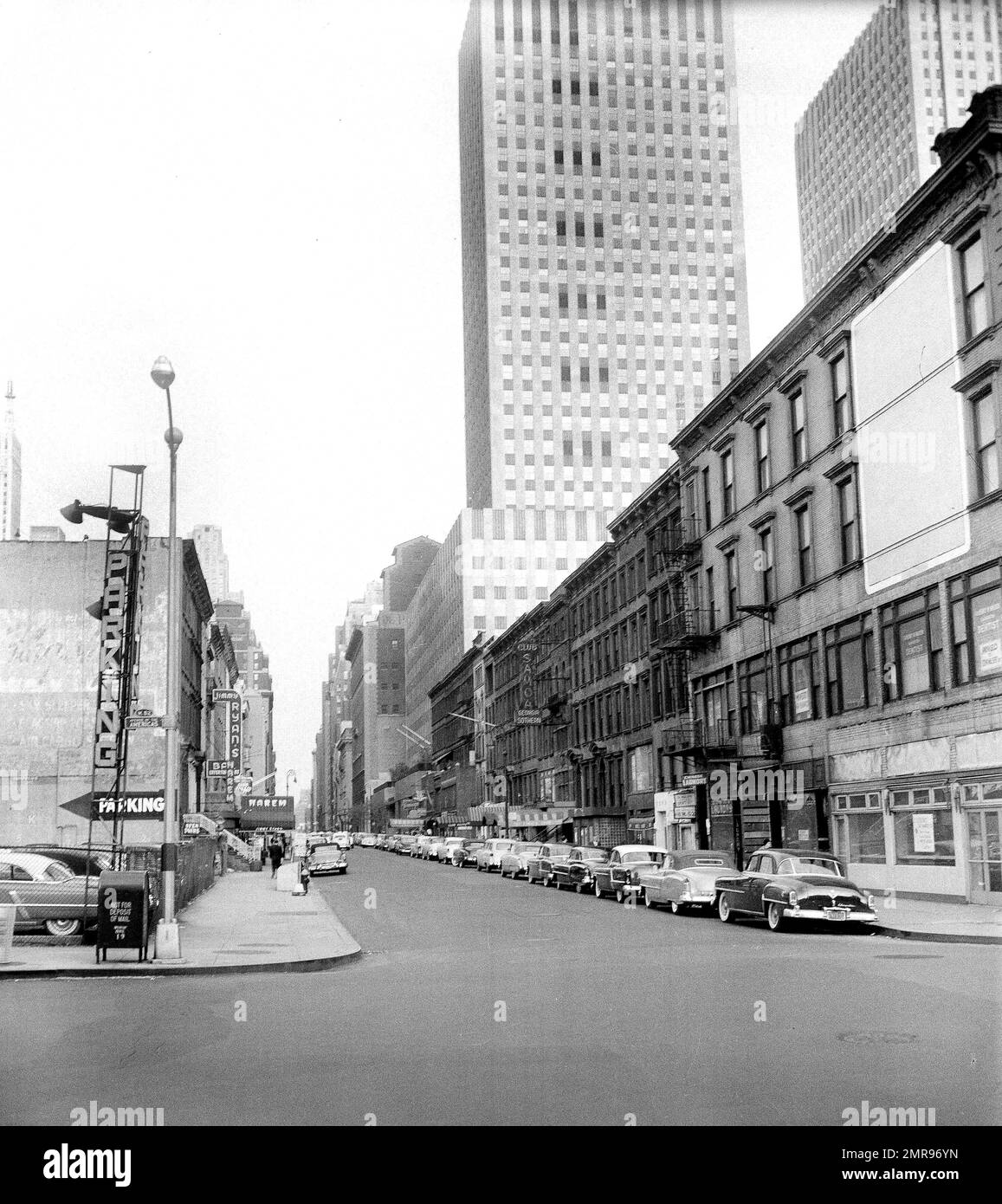 Small night clubs line West 52nd Street in New York, in this view ...