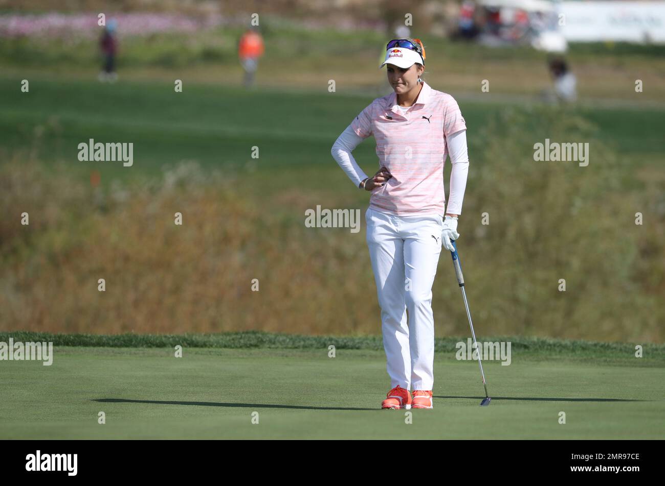 Lexi Thompson of the United States waits for her putting on the sixth ...
