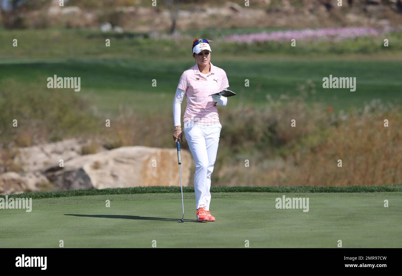 Lexi Thompson of the United States waits for her putting on the sixth ...