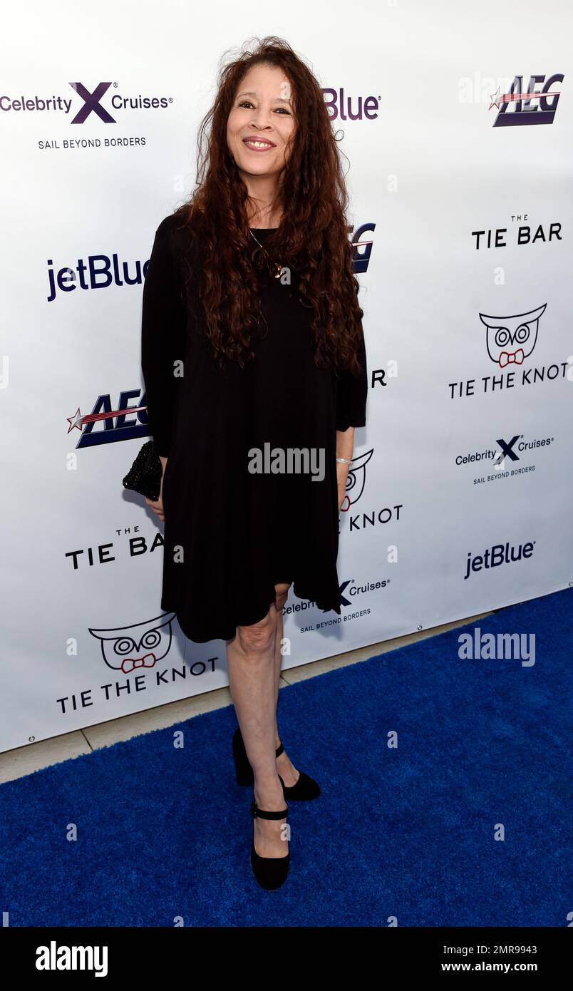 Figure skater Tai Babilonia poses at the five-year anniversary of the ...