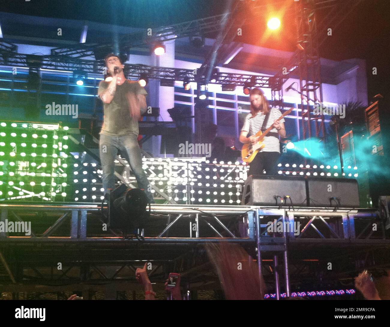 Adam Levine with 'Maroon 5' perform life during the iHeartRadio ...