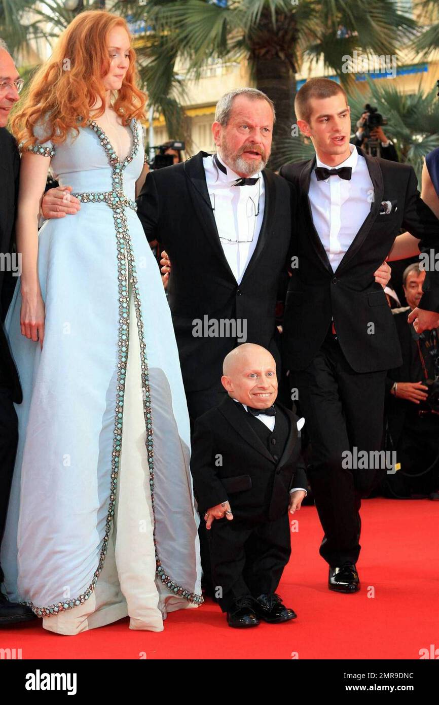 Lily Cole, director Terry Gilliam, Verne Troyer and Andrew Garfield ...