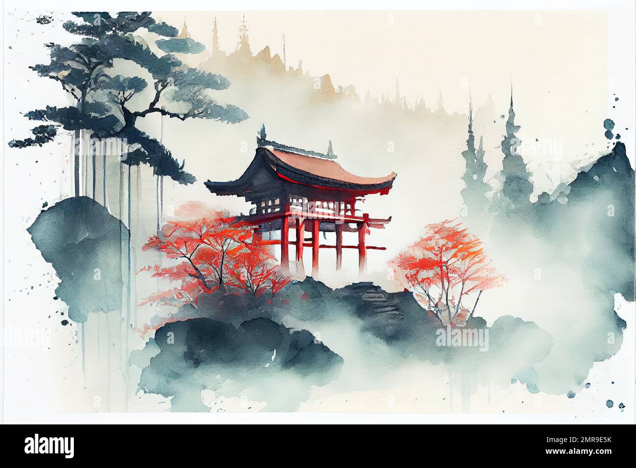 Asian ink landscape hi-res stock photography and images - Alamy