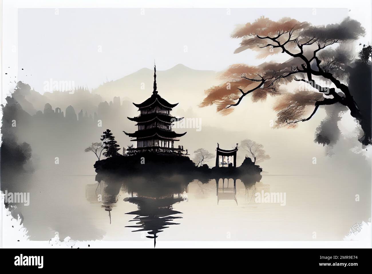 Asian ink landscape hi-res stock photography and images - Alamy