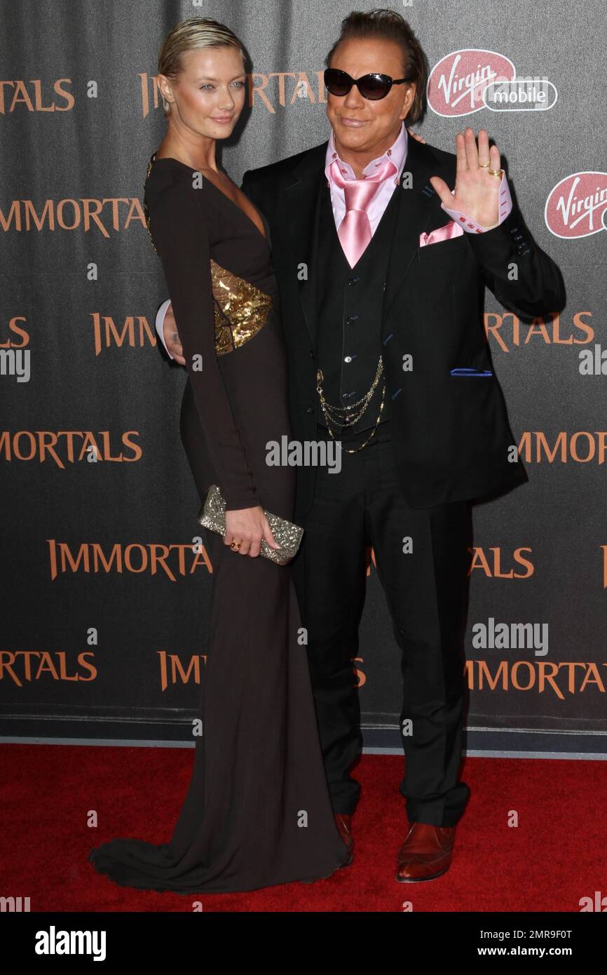 Mickey Rourke at the world premiere of "Immortals" at the Nokia Theater ...
