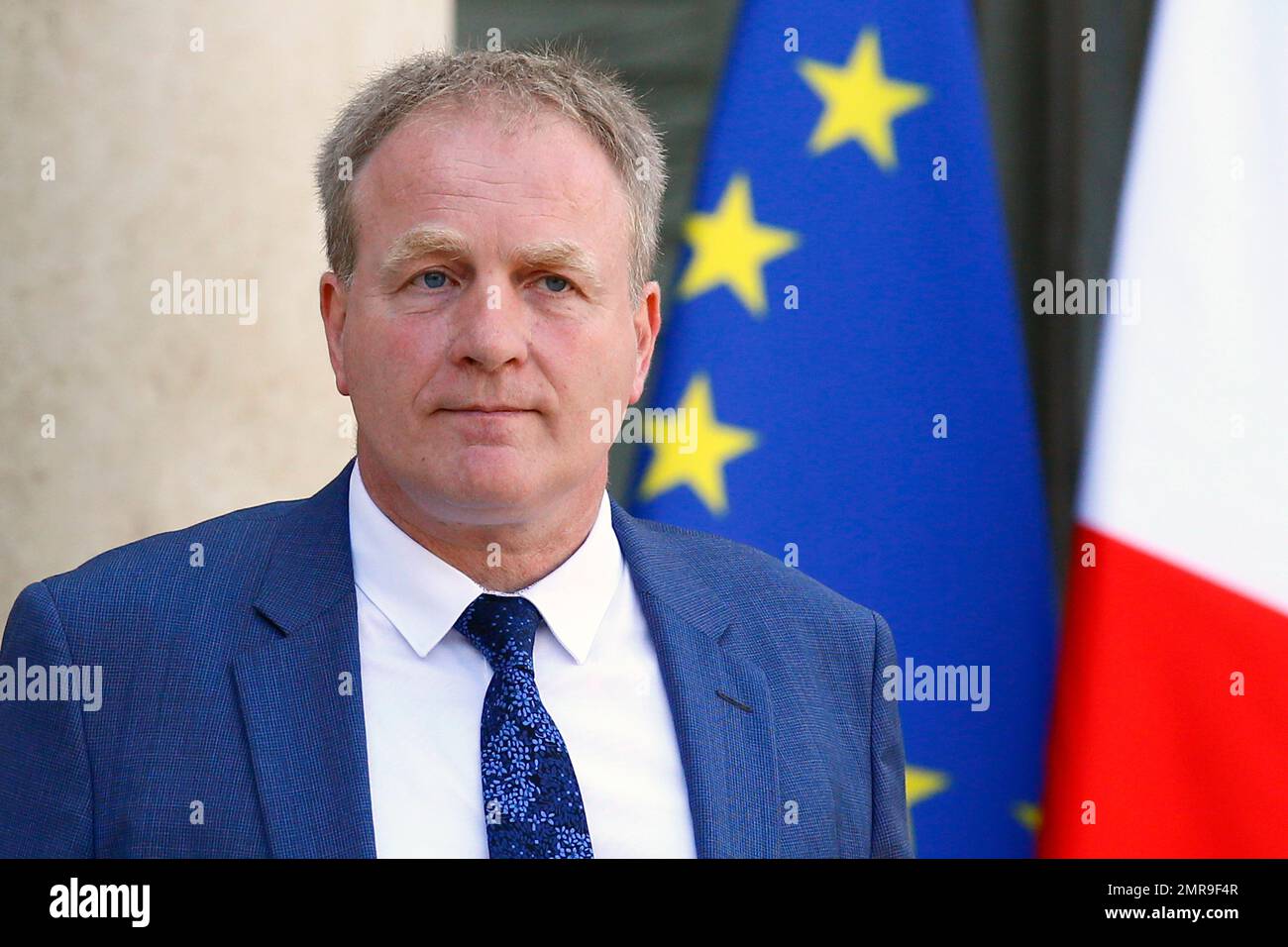 CFE-CGC union leader Francois Hommeril walks out after their meeting ...