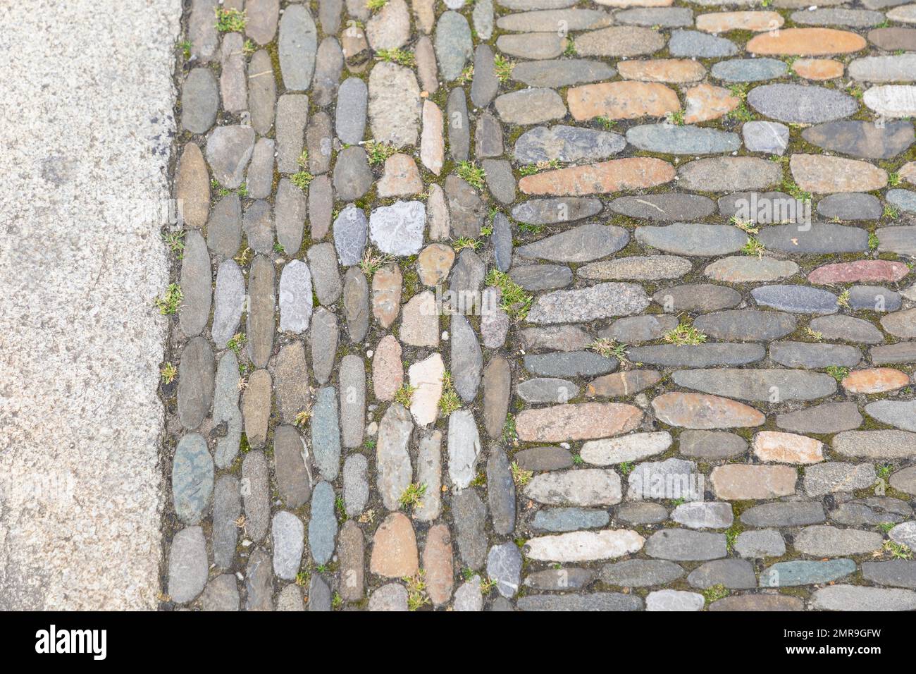 Different patterns of mosaic pavement in the old town of Freiburg im ...