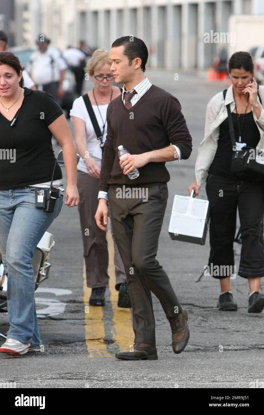 Joseph Gordon-Levitt films on the set of the new film "Inception," also ...
