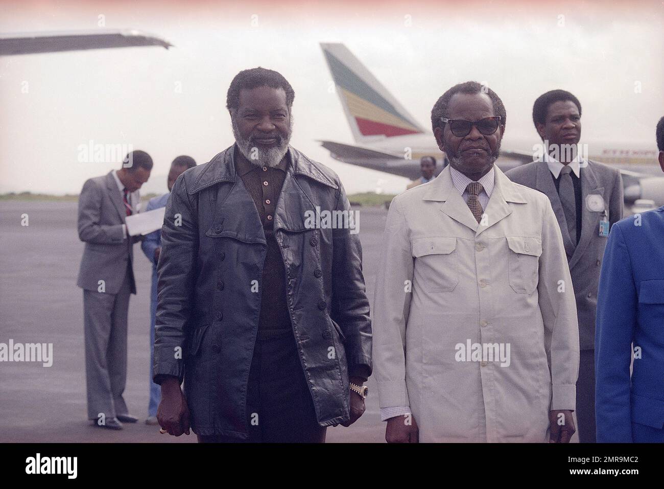 Oliver Tambo, president of the African National Congress, left, and Sam ...