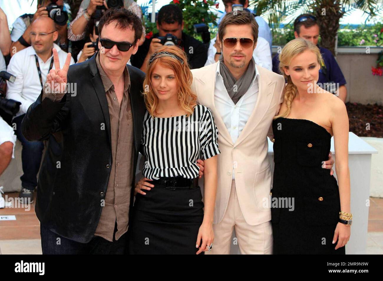 Brad Pitt, Diane Kruger and Quentin Tarantino and Melanie Laurent attend the photocall for ...