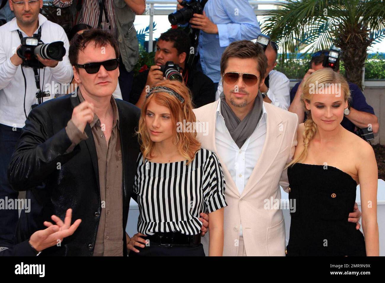 Brad Pitt, Diane Kruger and Quentin Tarantino and Melanie Laurent attend the photocall for ...