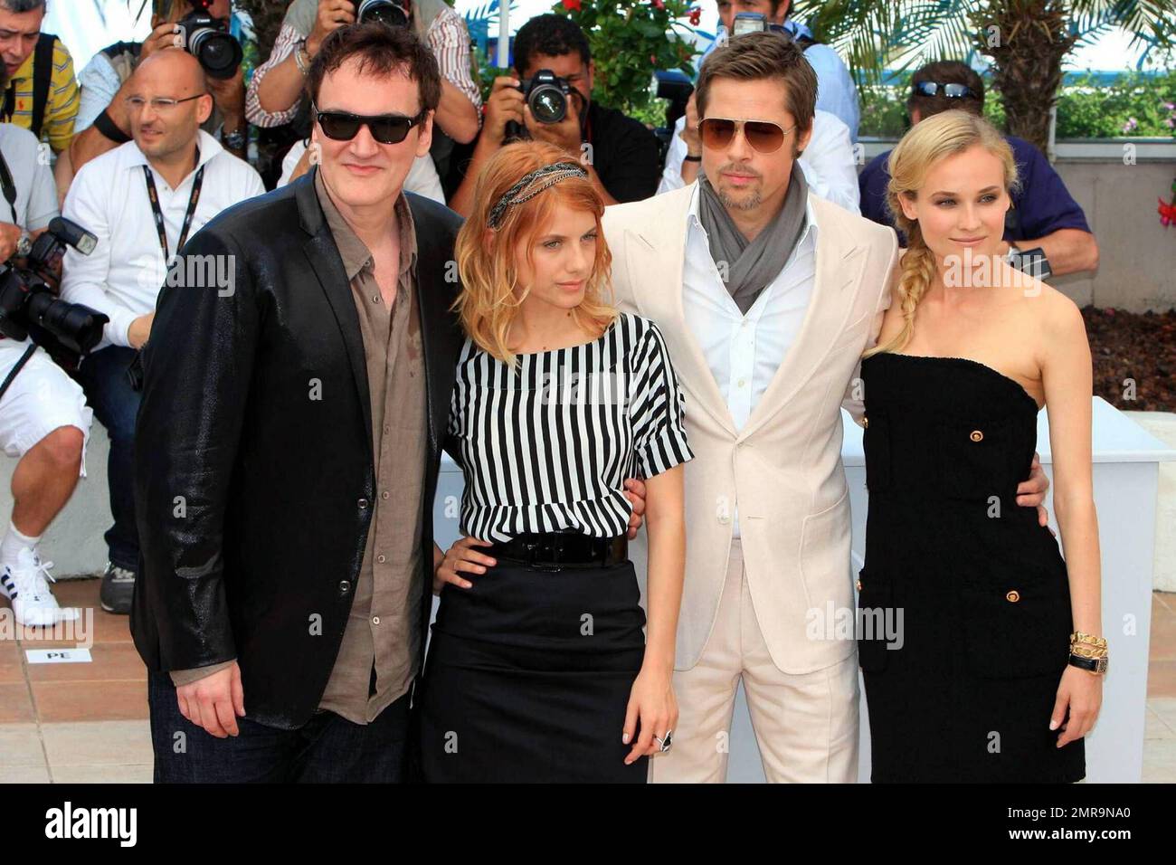 Brad Pitt, Diane Kruger and Quentin Tarantino and Melanie Laurent attend the photocall for ...