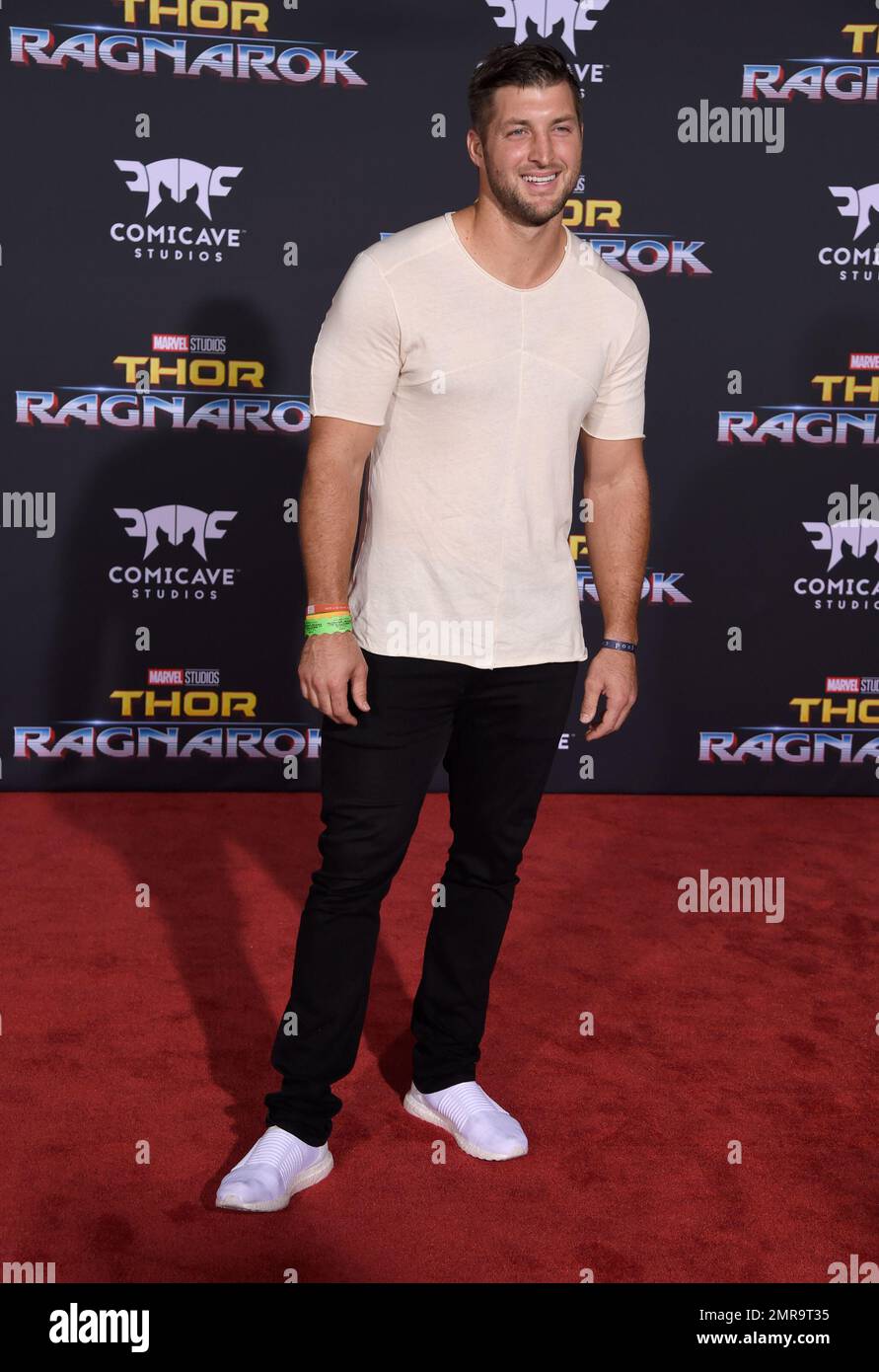 Tim Tebow arrives at the world premiere of "Thor: Ragnarok" at the El ...