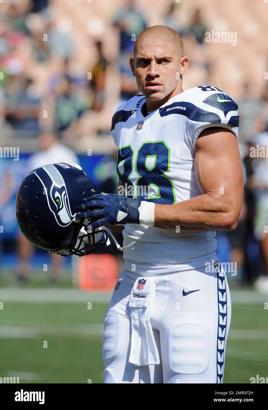 Seattle Seahawks tight end (88) Jimmy Graham on the field for pregame ...