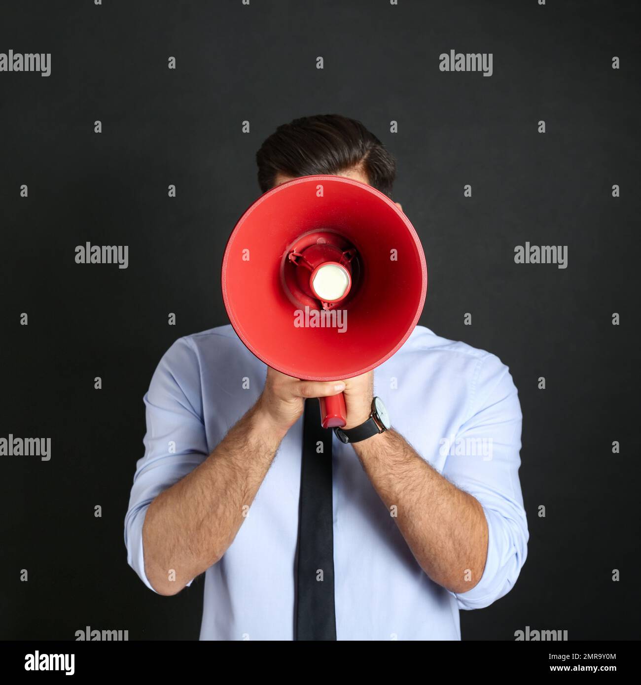Man red megaphone on hi-res stock photography and images - Alamy
