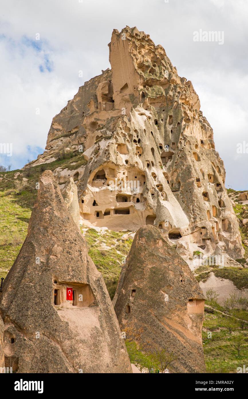 Living caves at Uechisar Castle Mountain, fantastic tuff formations ...