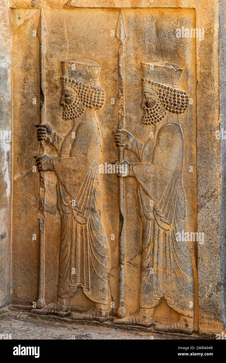 Tomb guards at the rock tomb of Artaxerxes II, Persepolis, Persepolis ...