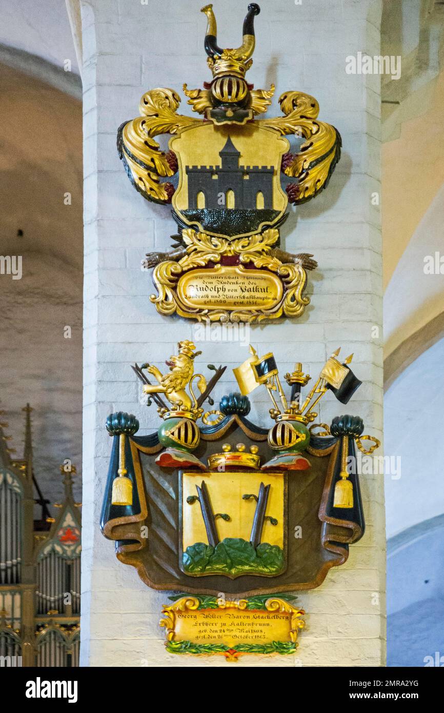 Coats of arms of German-Baltic noble houses in the Cathedral Church of ...
