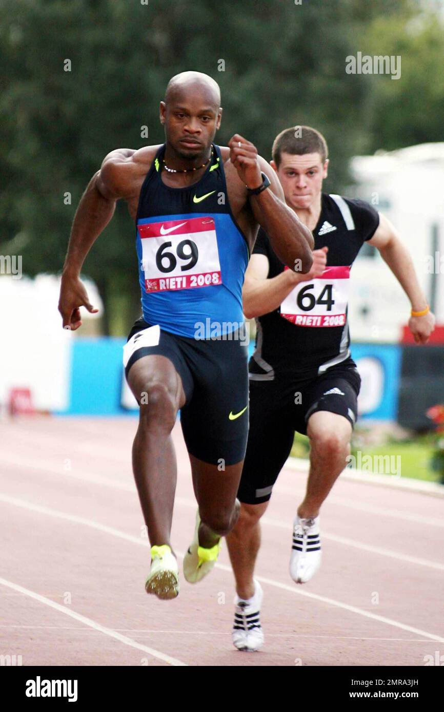Asafa Powell participates in a Track and Field competition in Rietti ...