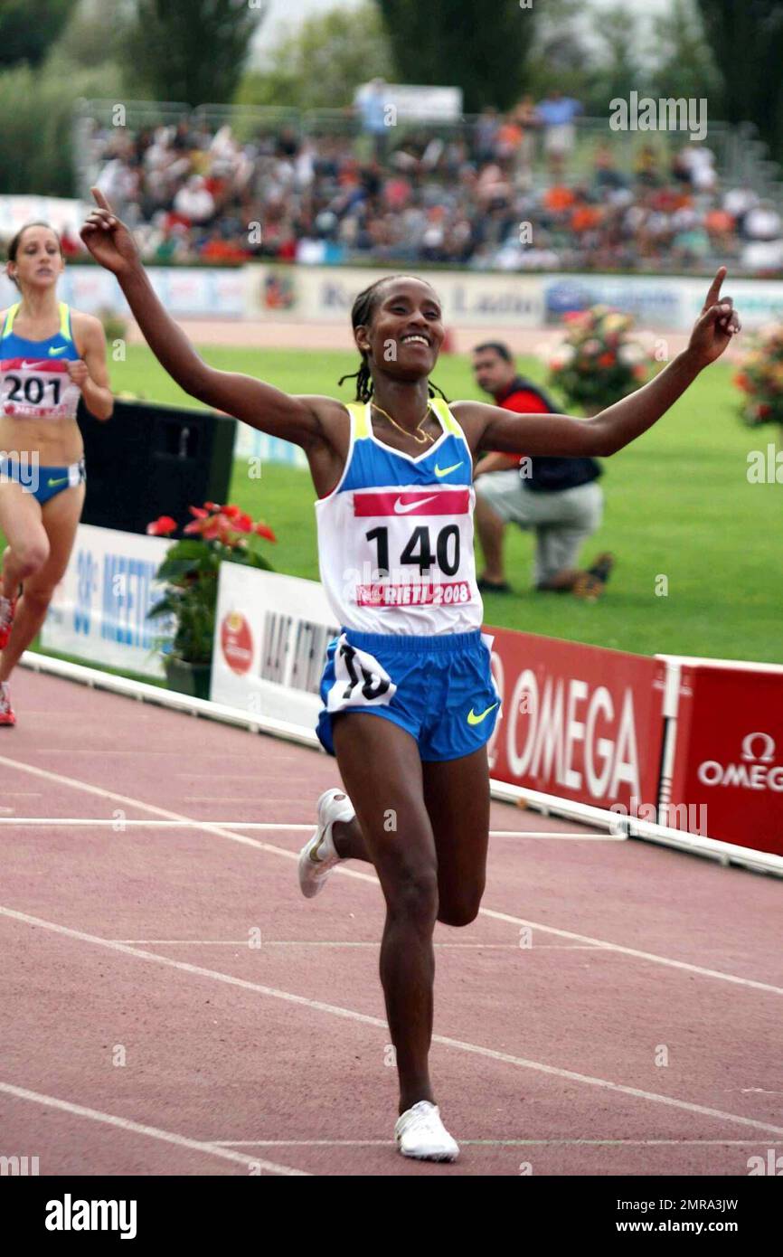 Gelete Burka participates in a Track and Field competition in Rietti ...