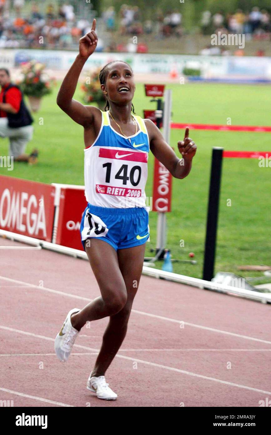 Gelete Burka participates in a Track and Field competition in Rietti ...