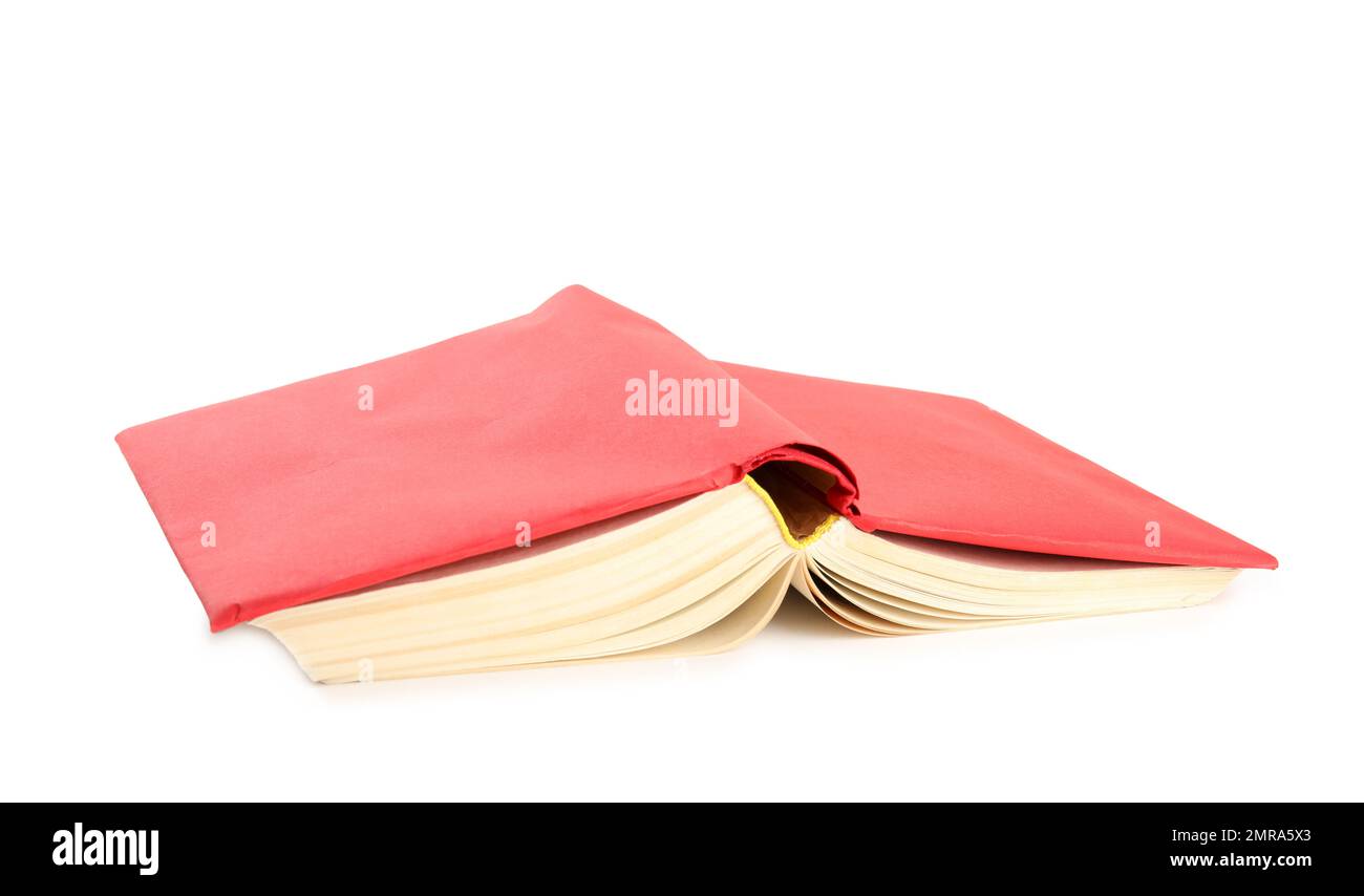 Book with blank red cover isolated on white Stock Photo - Alamy