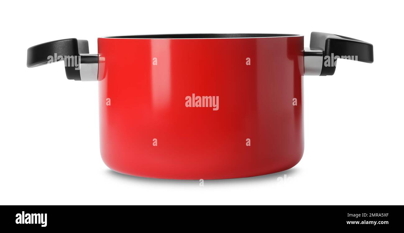 Empty modern red pot isolated on white Stock Photo - Alamy