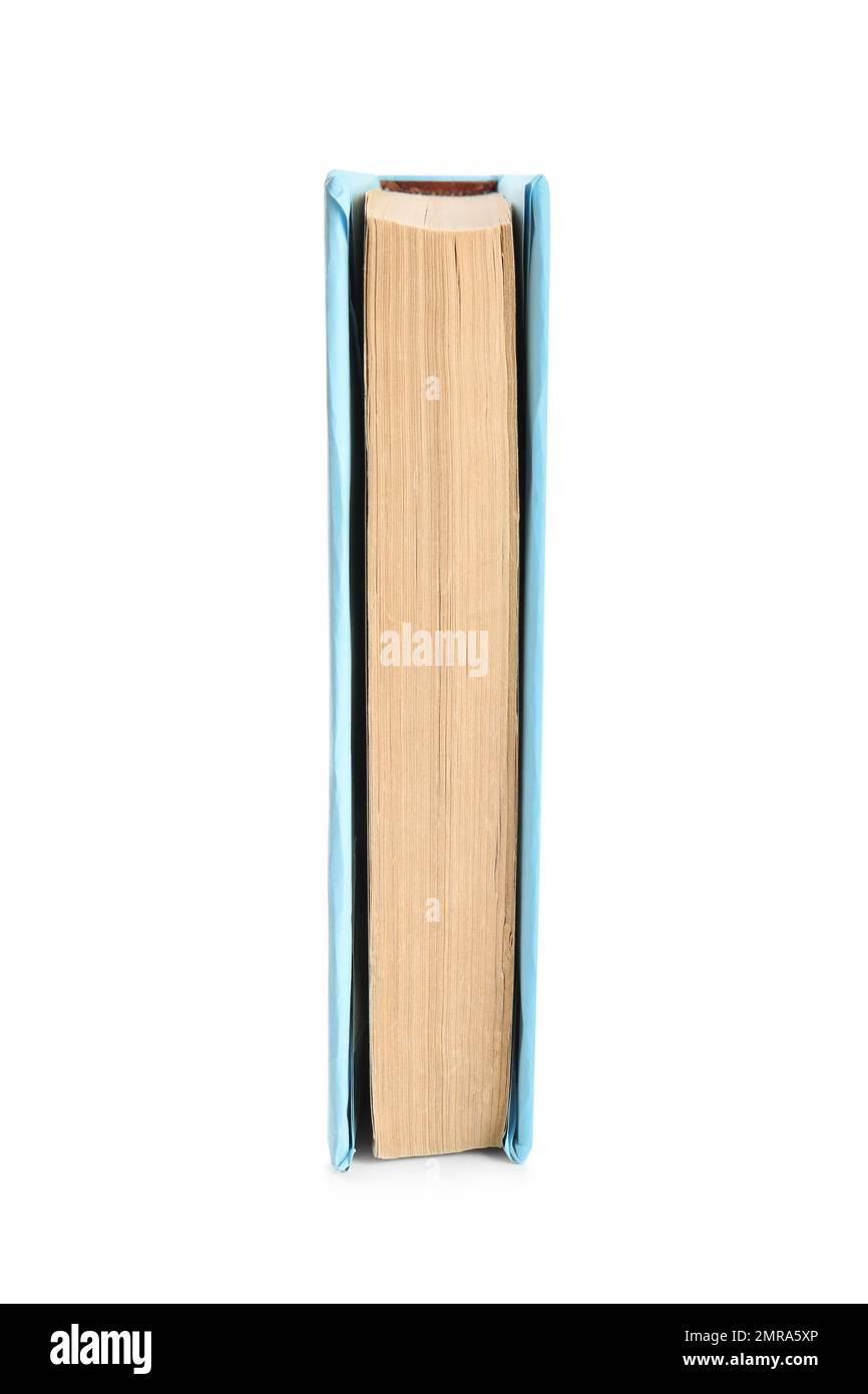 Book with light blue cover isolated on white Stock Photo - Alamy