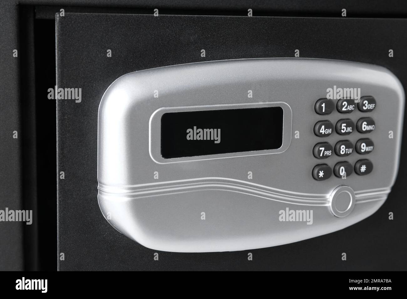 Open black steel safe with electronic lock, closeup Stock Photo - Alamy